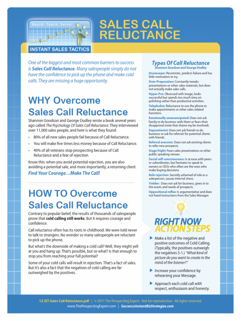 Sales Call Reluctance | PDF | Sales | Cognition