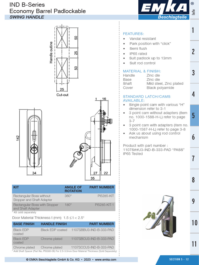 EMKA Swing Handle 1107 Series Overview | PDF | Equipment | Manufactured ...