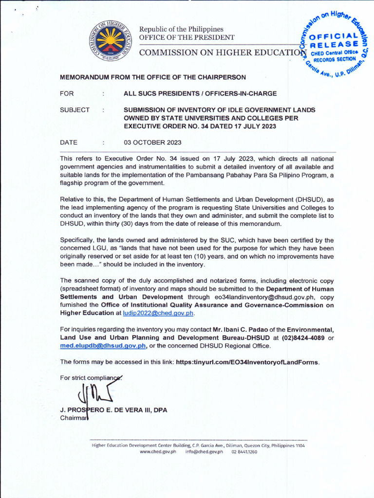 Moc Submission of Inventory of Idle Government Lands Owned by State ...