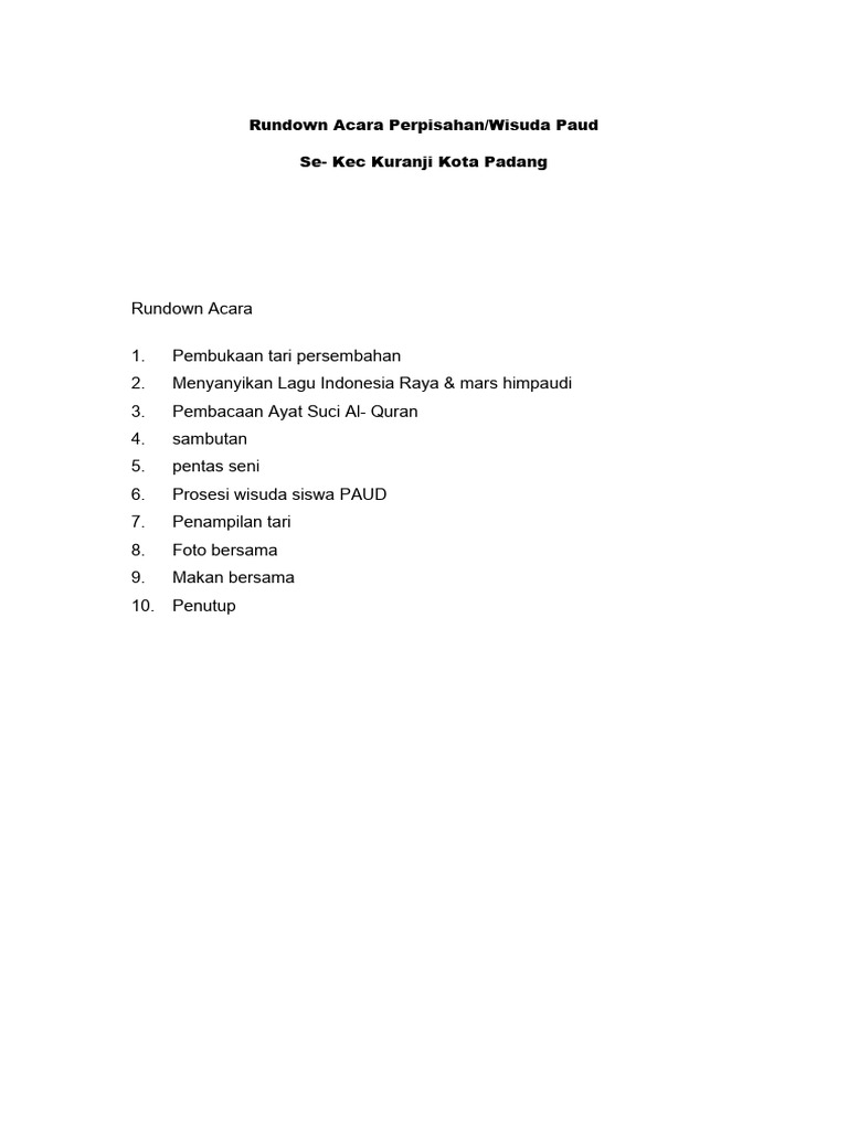 Rundown Acara Perpisahan Dan Teks MC | PDF | Kajian Bahasa Asing