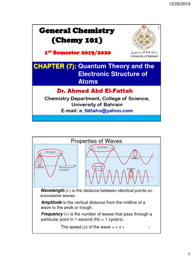 101 Chapter (7) Electronic Structure Chang | PDF | Ion | Electron Configuration