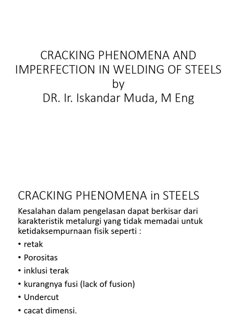1.2.5. Cracking Phenomena and Imperfection in Welding of Steel | PDF