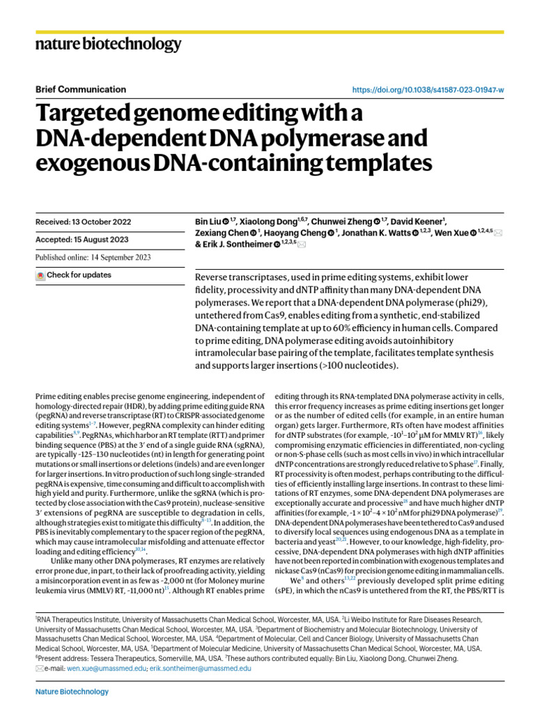 Targeted Genome Editing With A DNA-dependent DNA Polymerase and ...