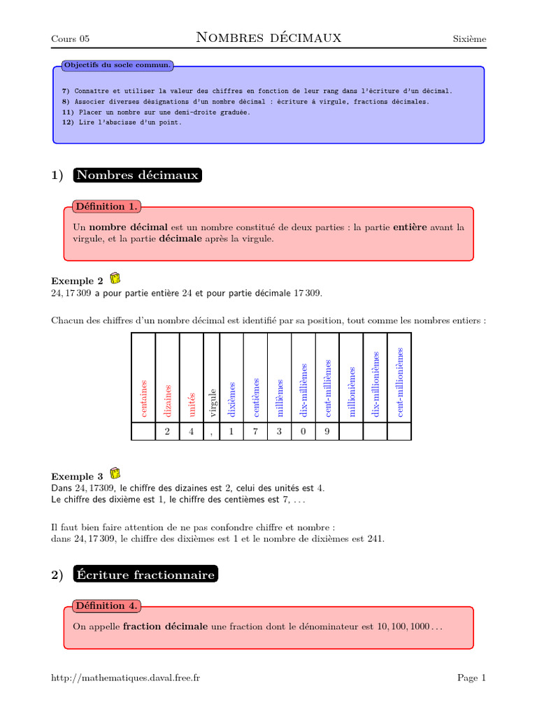 6 CO5 Nombres Decimaux | PDF | Décimal | Division