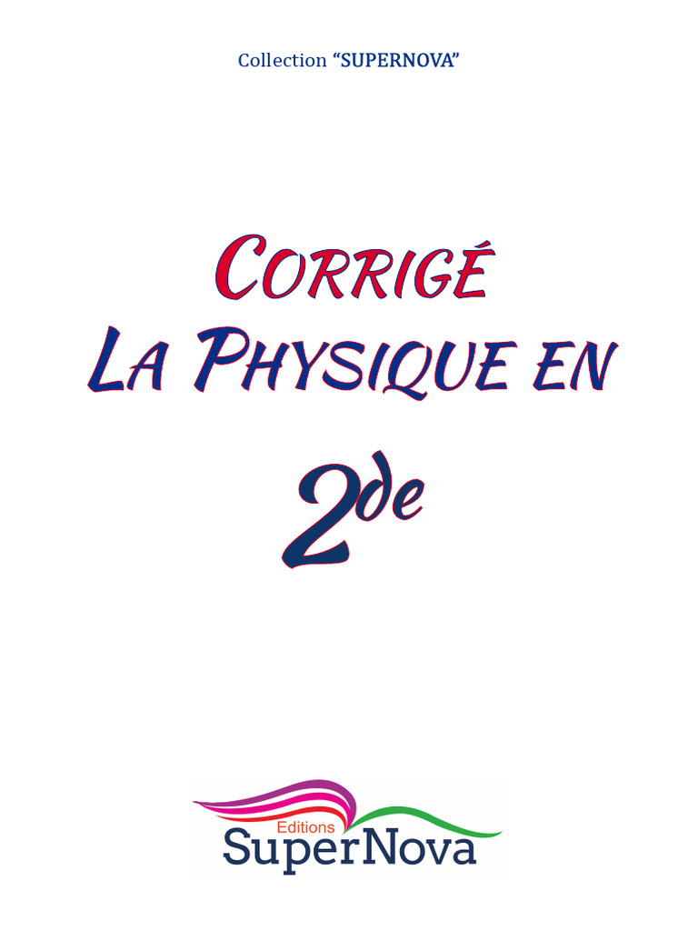 Corro Supernova Physique 2nde C | PDF