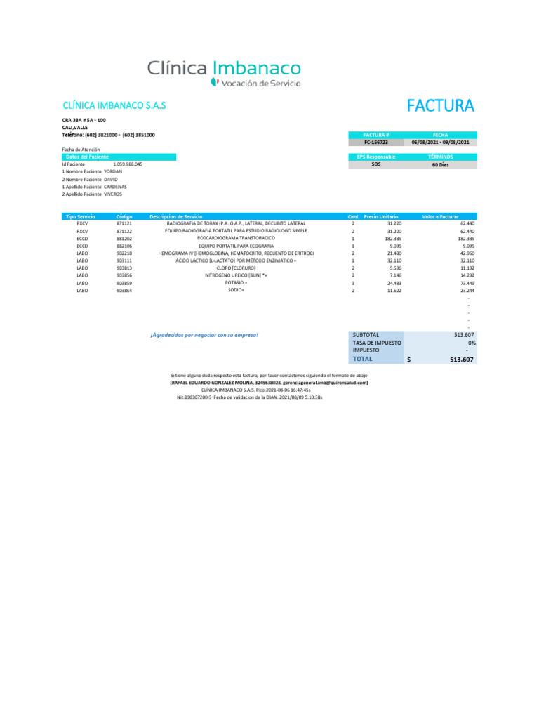 Factura Electronica de Servicios de Salud | PDF