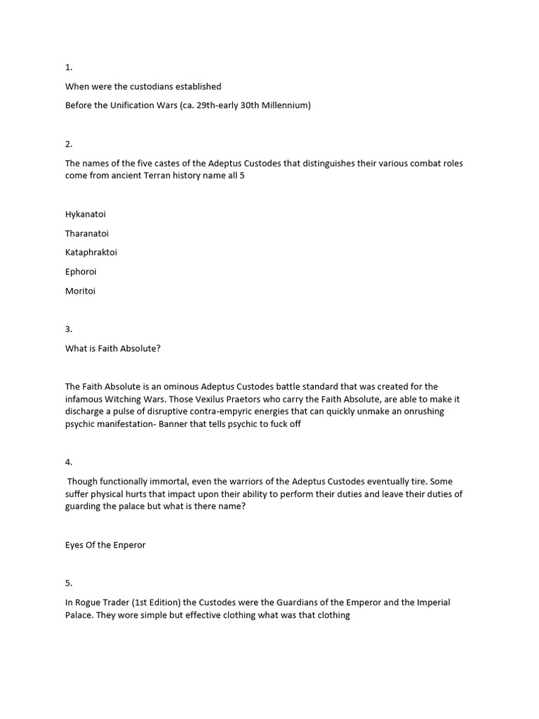 Custodian Lore 2 | PDF