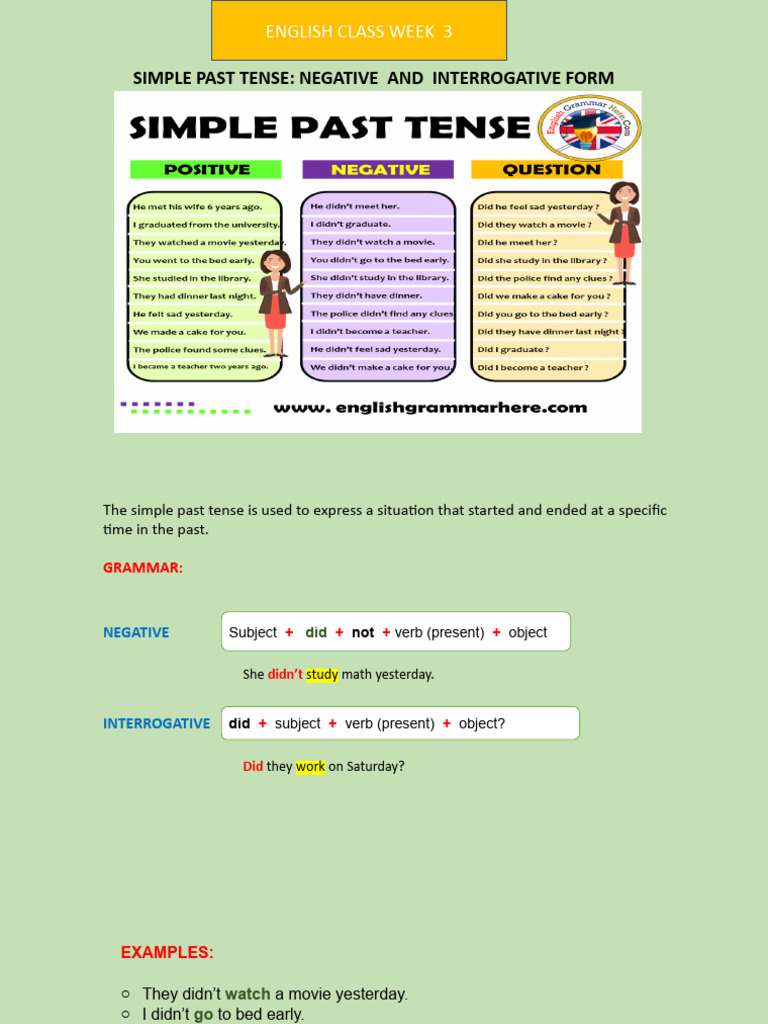 Simple Past Tense: Negative & Questions | PDF | Verb | English Language