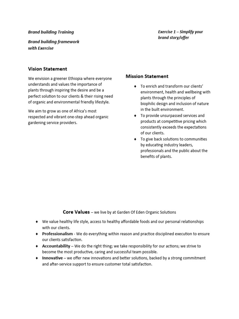 Brand Building Training Exercise | PDF | Brand | Customer Satisfaction Brand Building Training Exercise | PDF | Brand | Customer Satisfaction