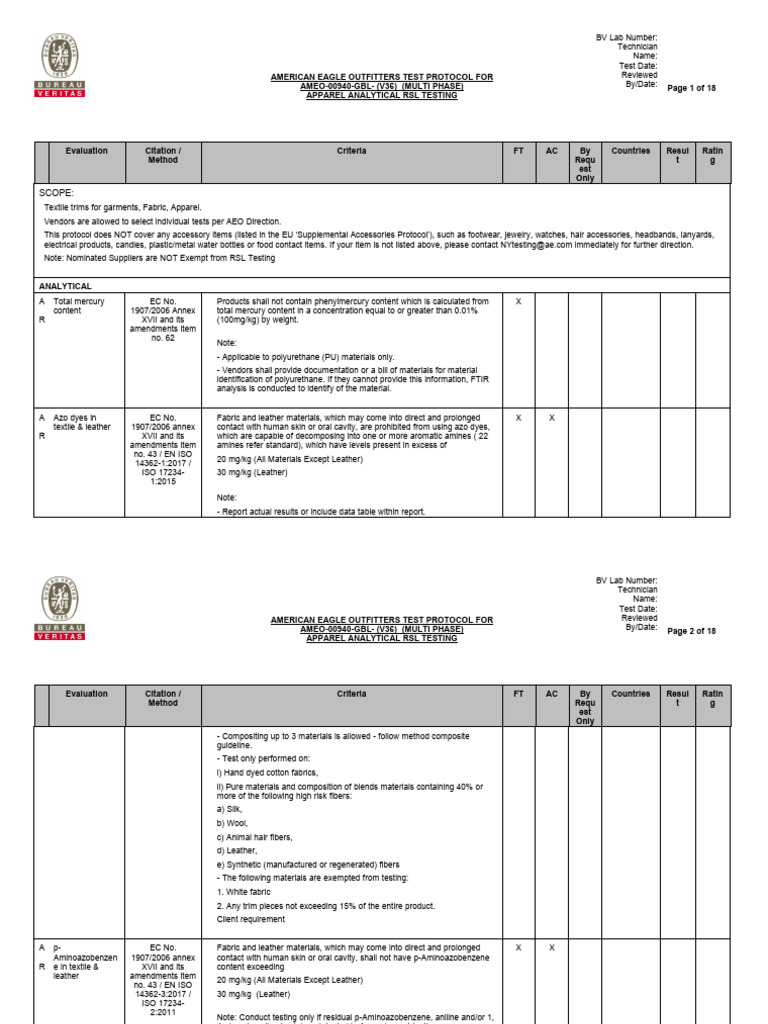 Ameo An PTCL 00940 GBL Apparel Analytical RSL Testing Multi Phase v36 ...