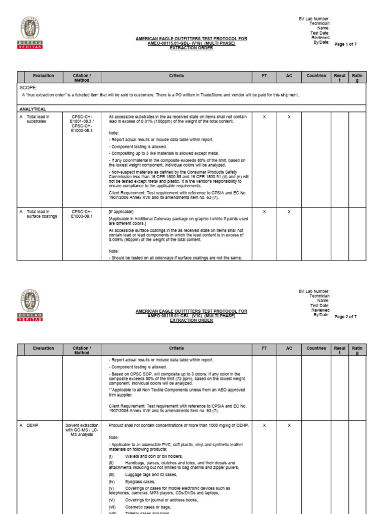 Ameo SL PTCL 00115.01 GBL Extraction Order Multi Phase v16 | PDF | Polyvinyl Chloride | Physical ...