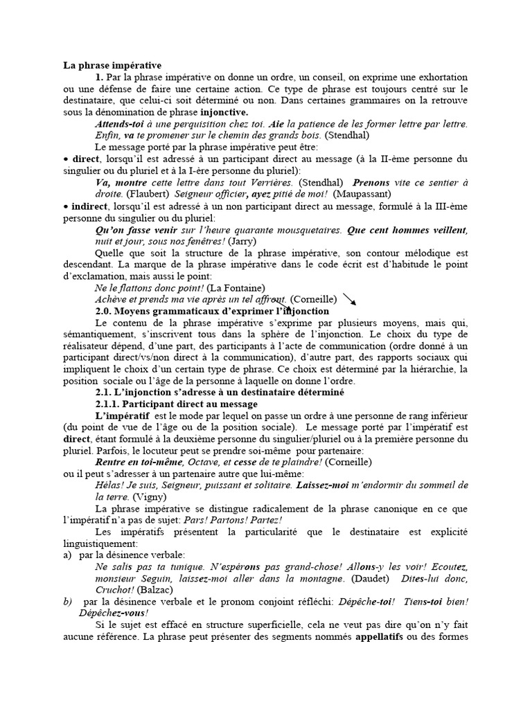 Comprendre la phrase impérative | PDF | Phrase | Verbe