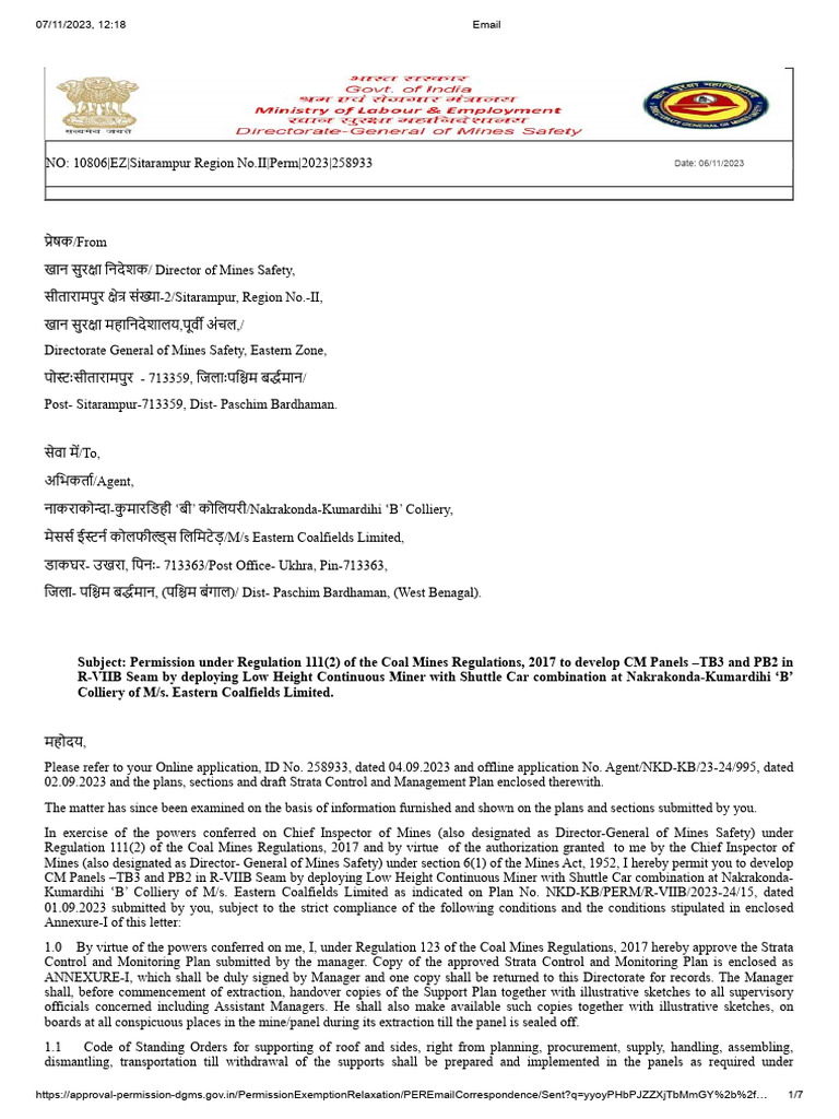 Granted Permission Letter | PDF | Coal Mining | Mining