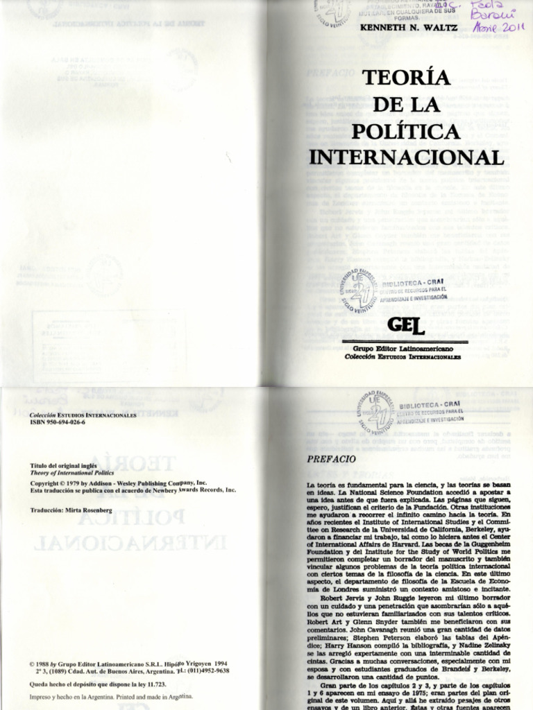 Teoria de La Politica Internacional - Kenneth Waltz | PDF