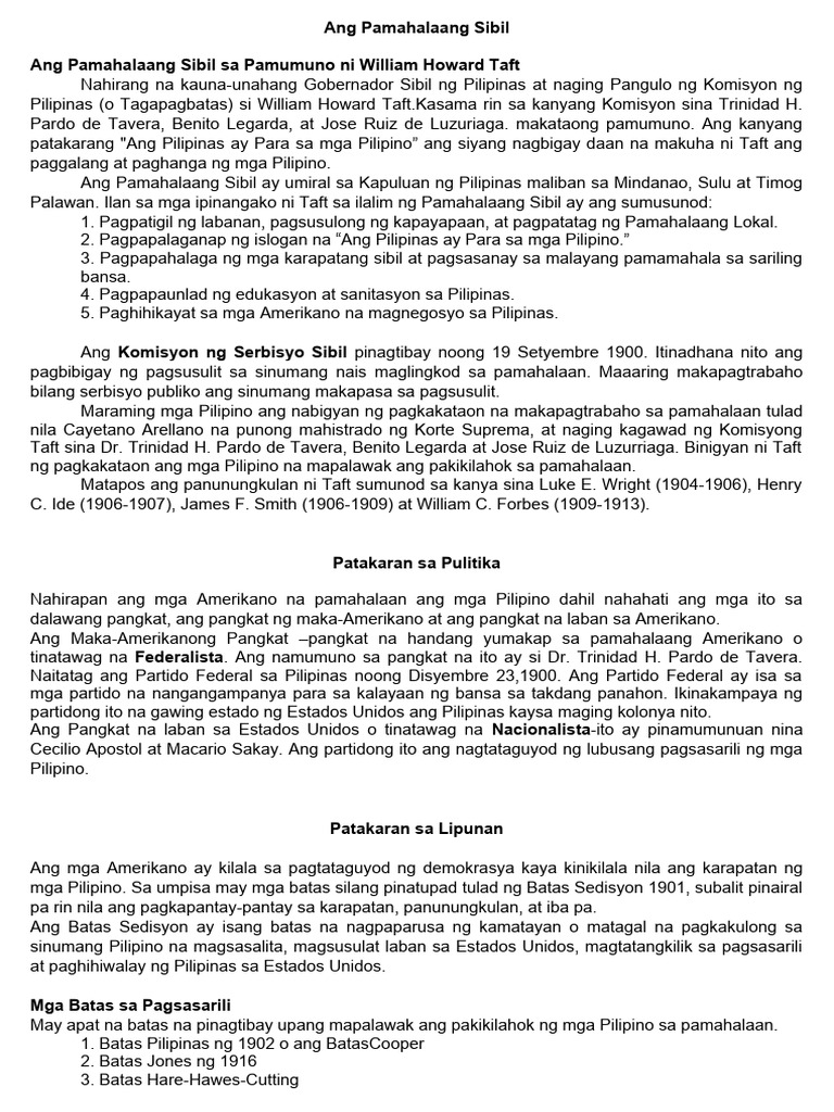 Ang Pamahalaang Sibil | PDF