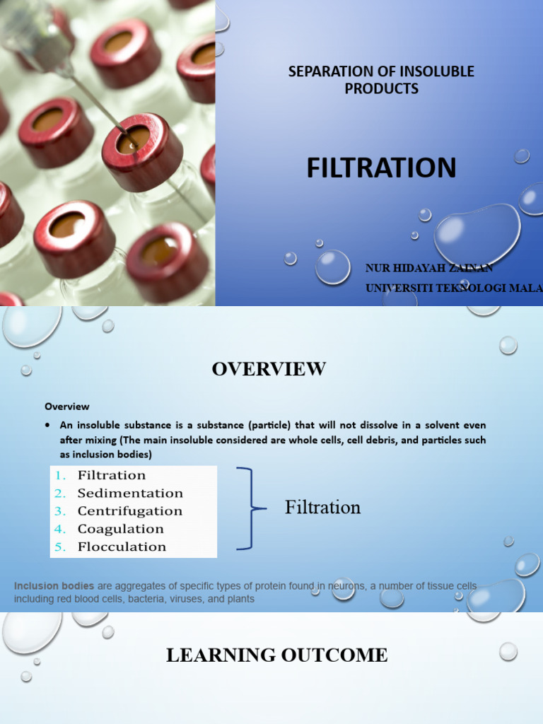 Lecture 5-Filtration | PDF | Filtration | Solubility