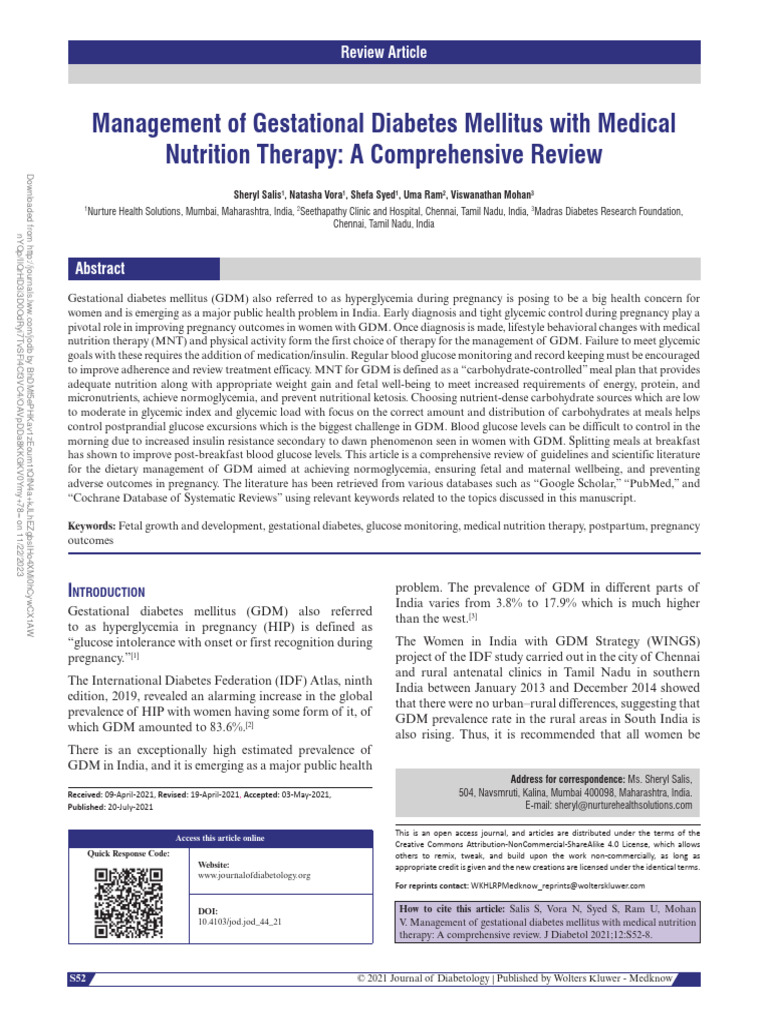Management of Gestational Diabetes Mellitus With.4 | PDF | Gestational ...
