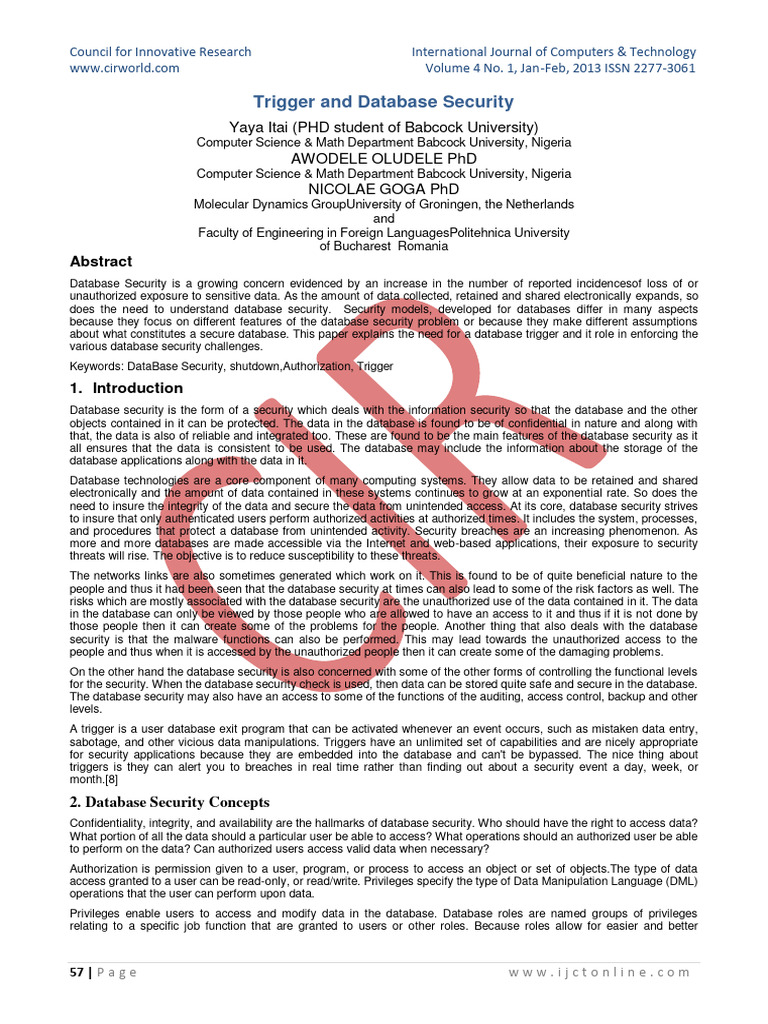 Trigger and Database Security | PDF | Databases | Computing
