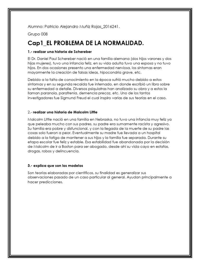 Cap1 - El Problema de La Normalidad | PDF | Mente | Trastorno mental