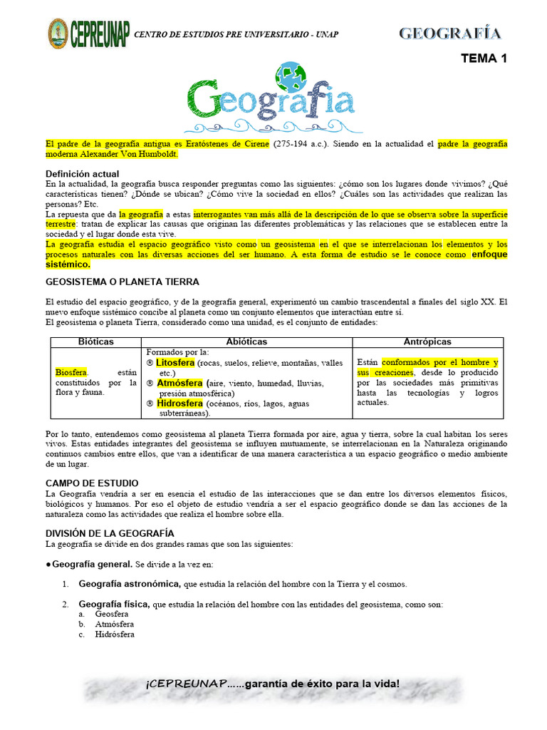 GEOGRAFÍA - TEMA 1. LA GEOGRAFÍA - copia | PDF | Geografía | Paisaje
