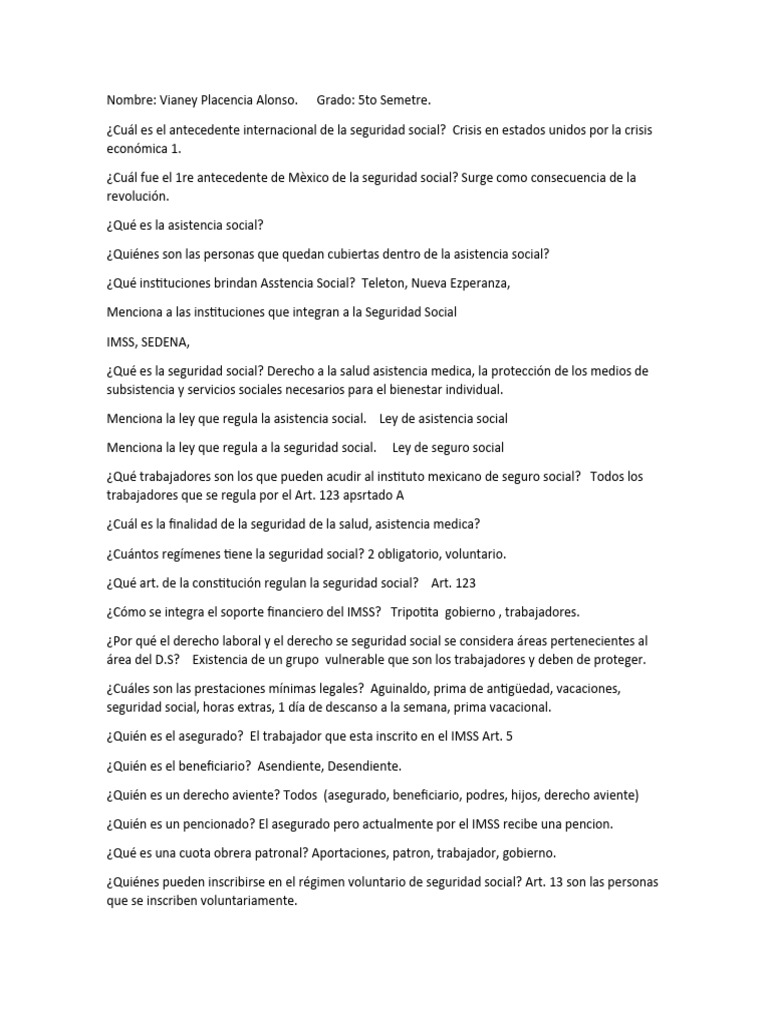 Preguntas de Derecho | PDF | Bienestar | Trabajo Social