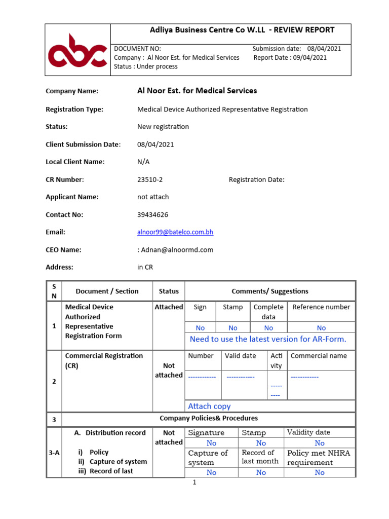 Al Noor Est. Update Report | PDF
