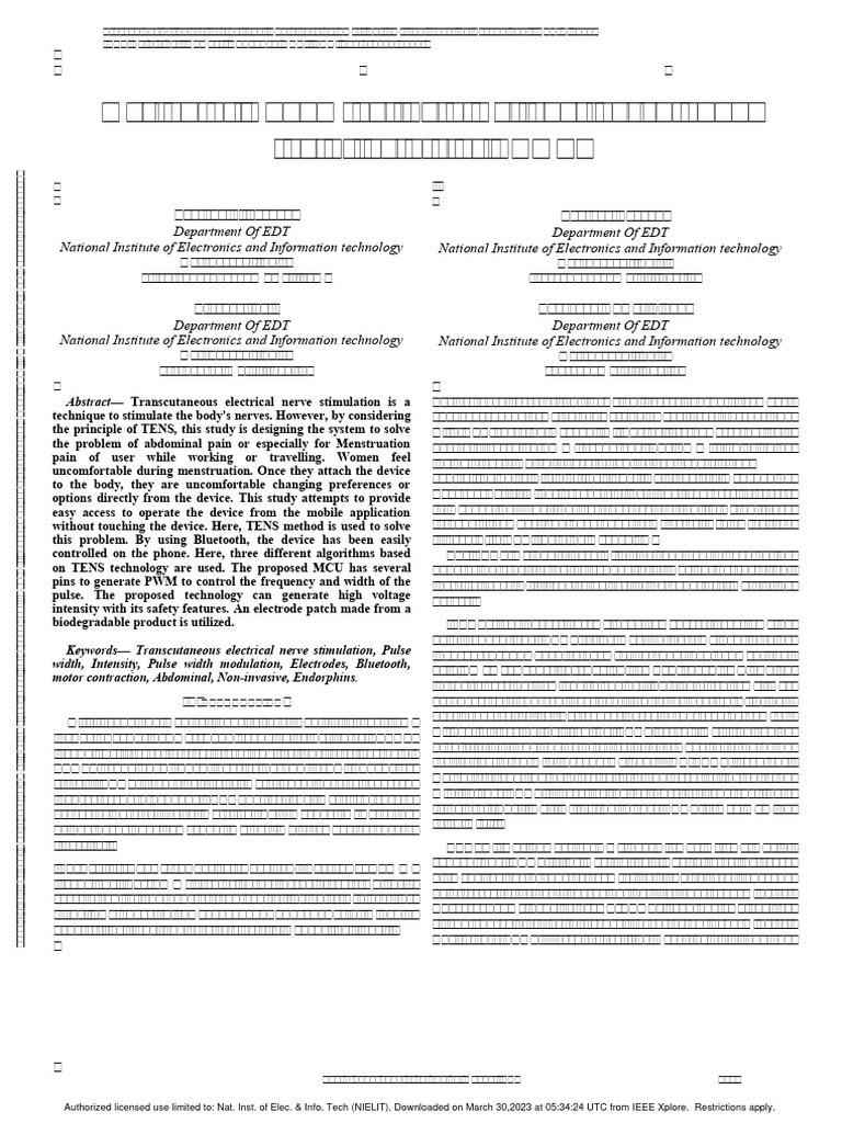 Design of Abdominal Pain Reliever Based Upon The Principle of TENS | PDF | Electrical ...