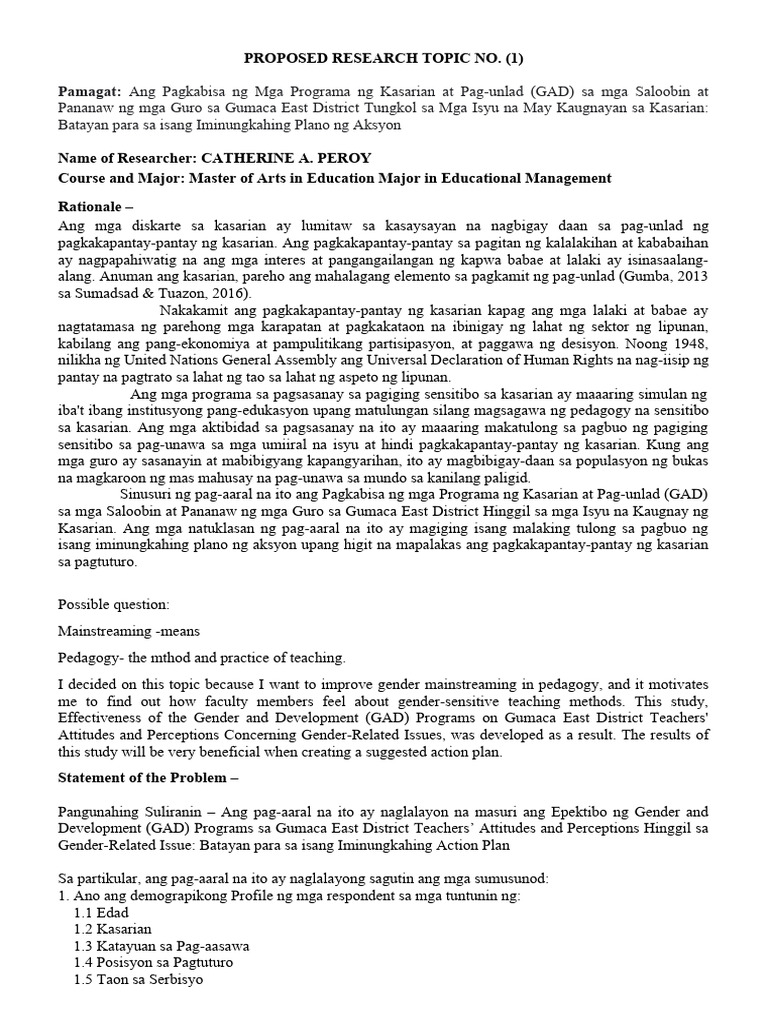 Proposed Research Topics-Tagalog | PDF