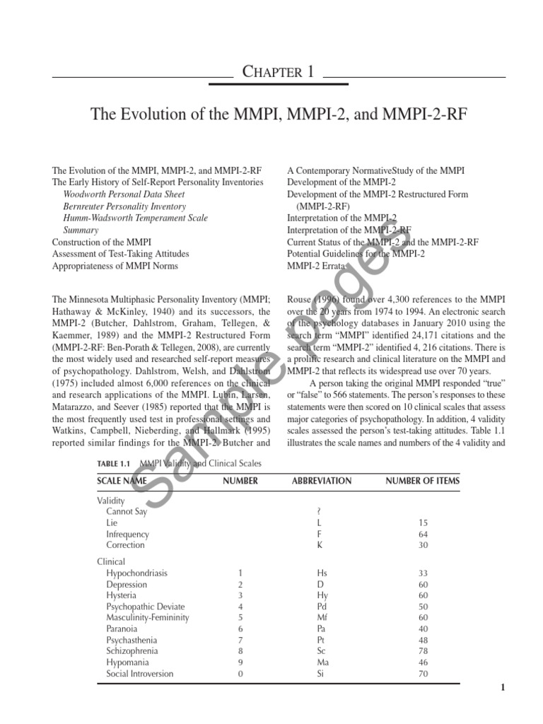 MMPI | PDF | Mental Health | Behavioural Sciences