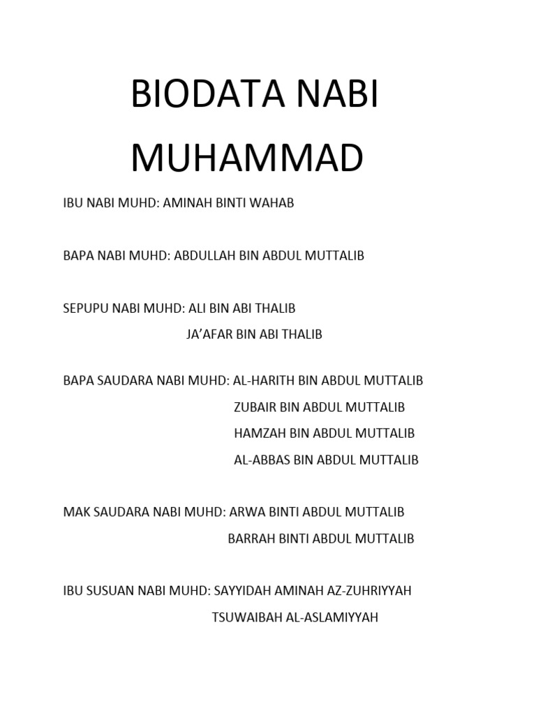 Biodata Nabi Muhd | PDF Biodata Nabi Muhd | PDF