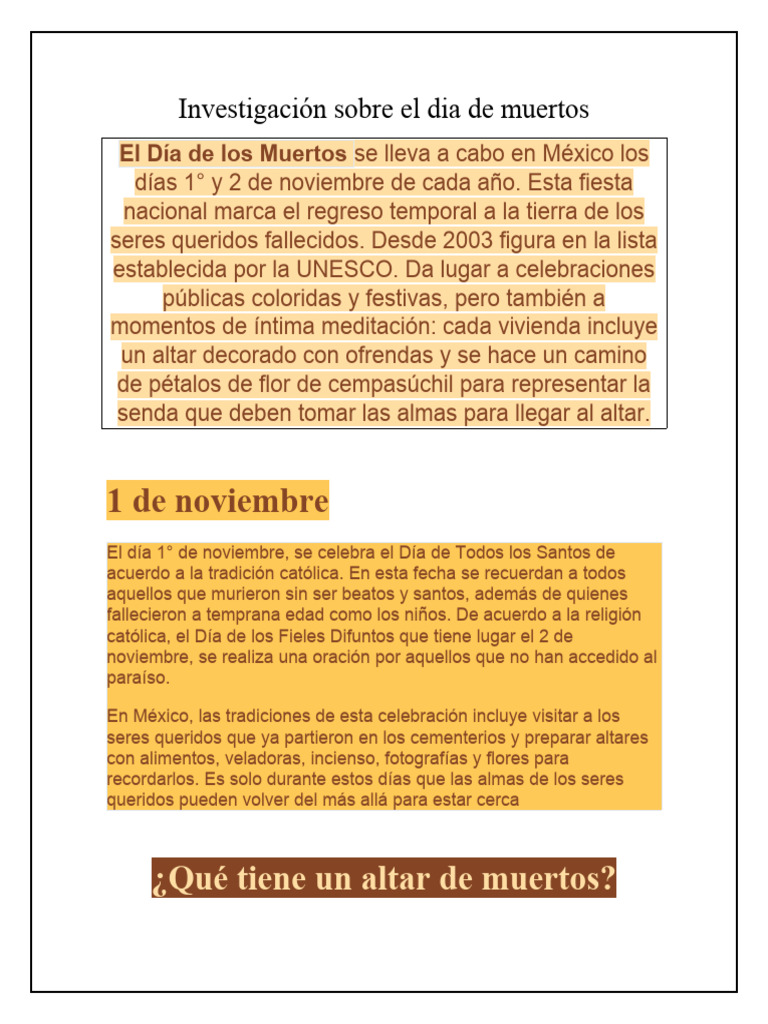 Investigación Sobre El Dia de Muertos | PDF | Cultura de las Americas