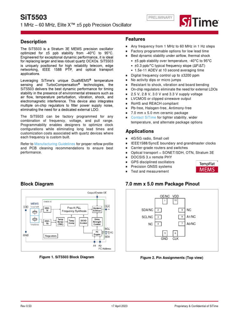 SiT5503-datasheet | PDF | Electronic Engineering | Electrical Engineering