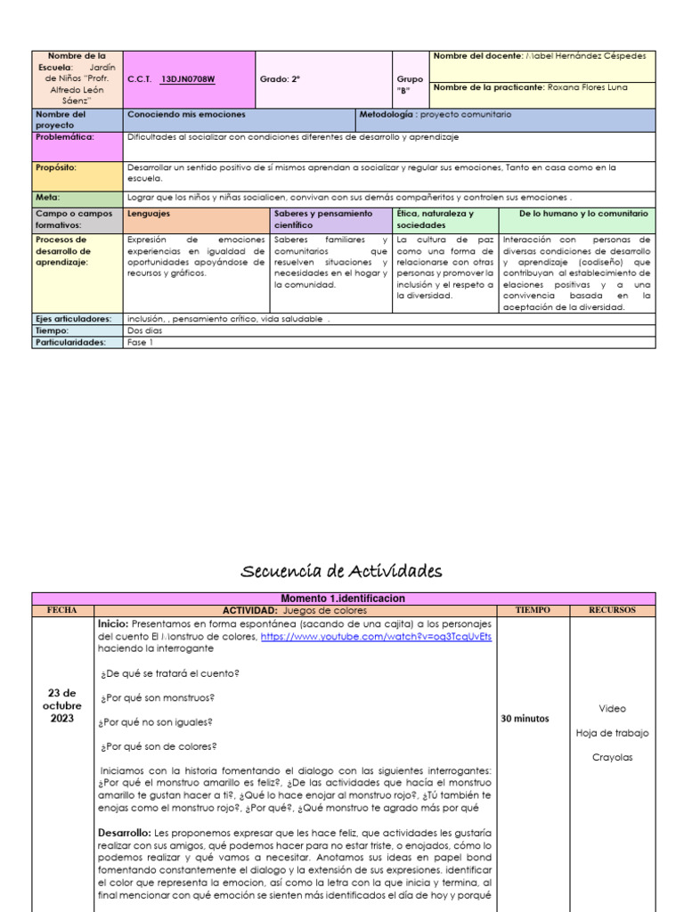 Emociones Jerico 3 | PDF | Las emociones | Aprendizaje