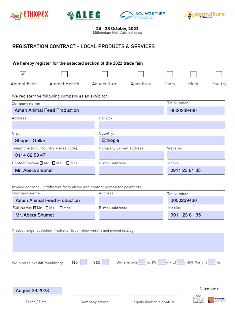 2023 Trade Fair Exhibitor Registration Form | PDF | Contractual Term ...