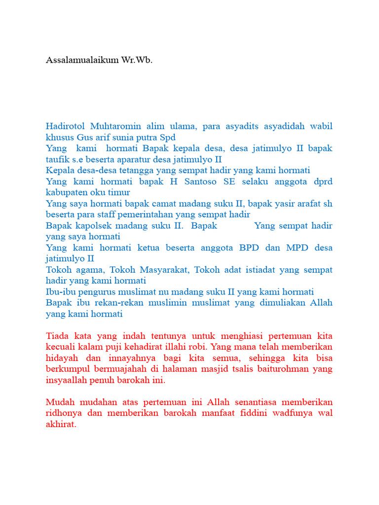 teks mc pengajian terbaru | PDF