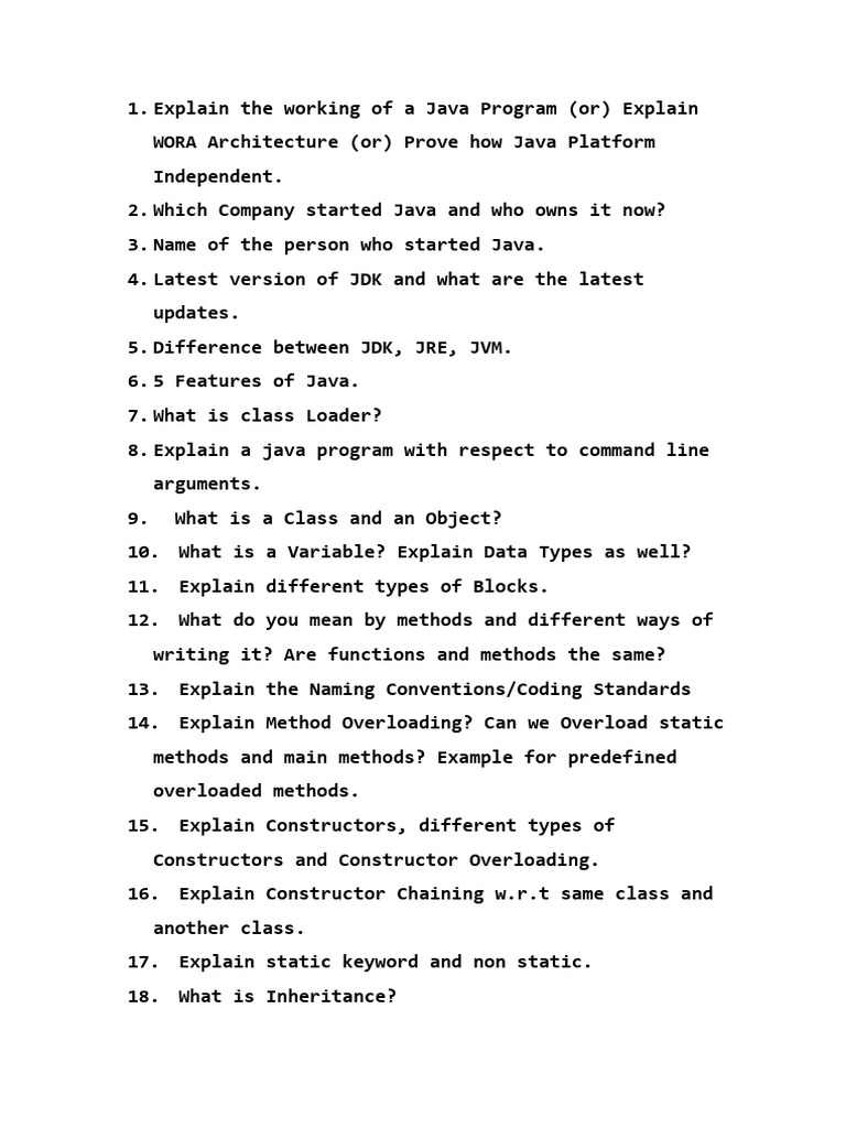 Java Interview Questions Pdf Method Computer Programming Class Computer Programming 9979