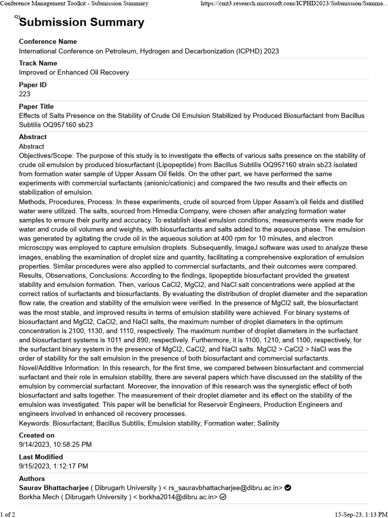 Conference Management Toolkit - Submission Summary | Download Free PDF ...