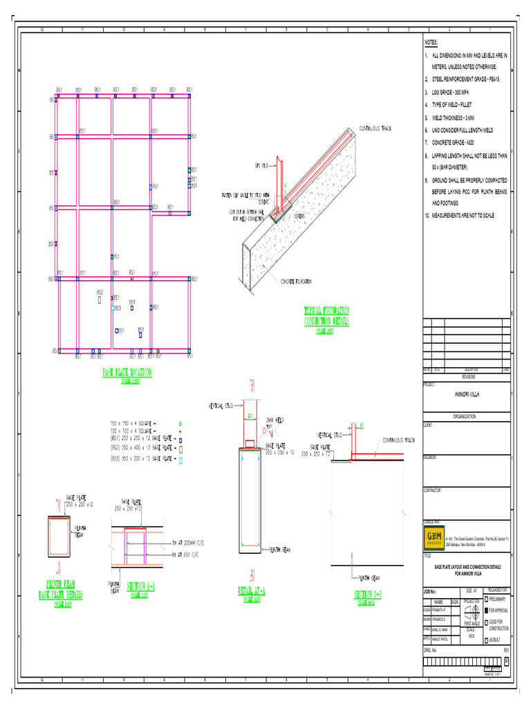 Base Plate Details-Amnori Villa | PDF