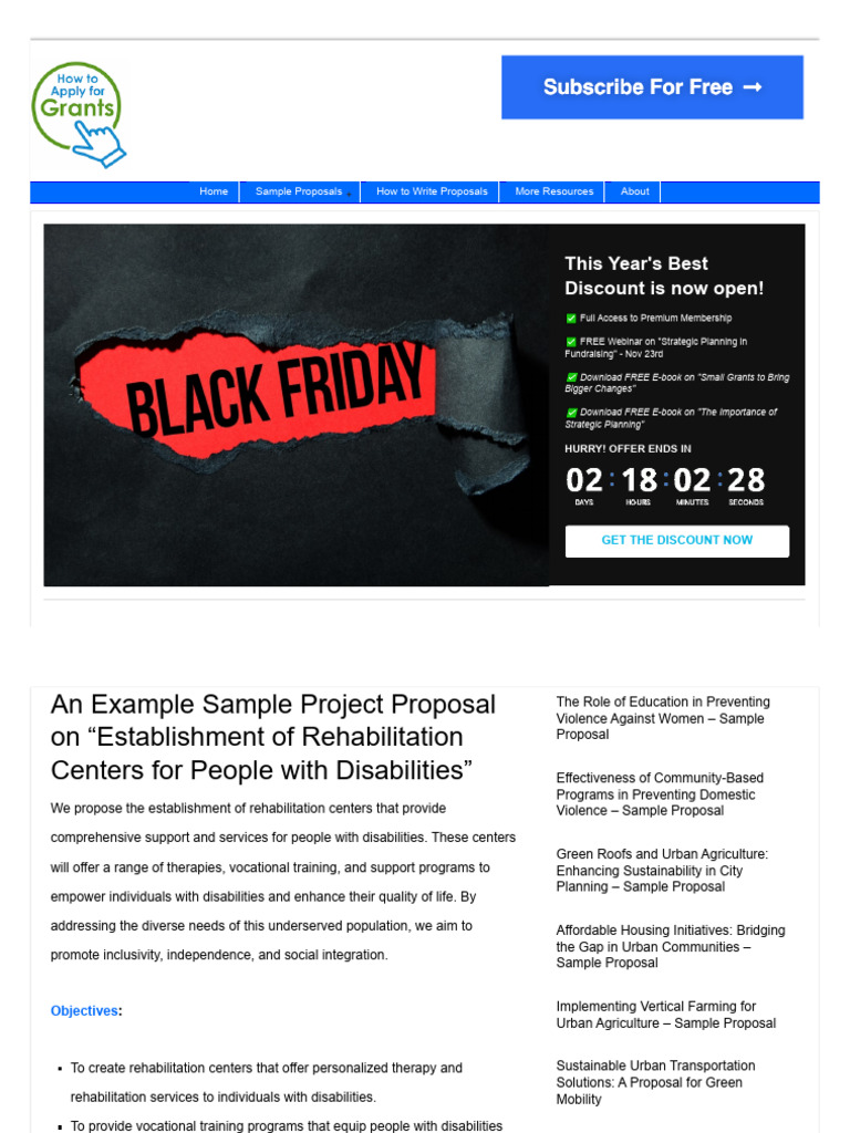 Rehabilitation Centers for Disabilities Proposal | PDF | Fundraising ...