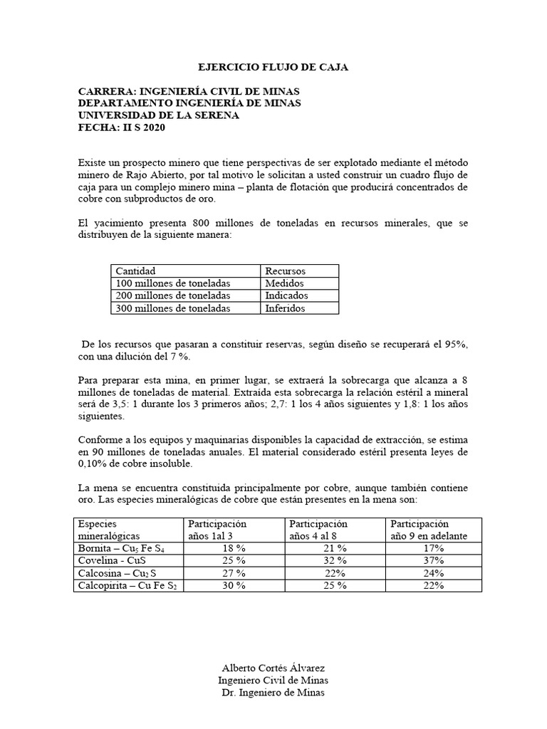 7.6. - Ejercicio Flujo de Caja Icm | PDF | Mineral | Minería