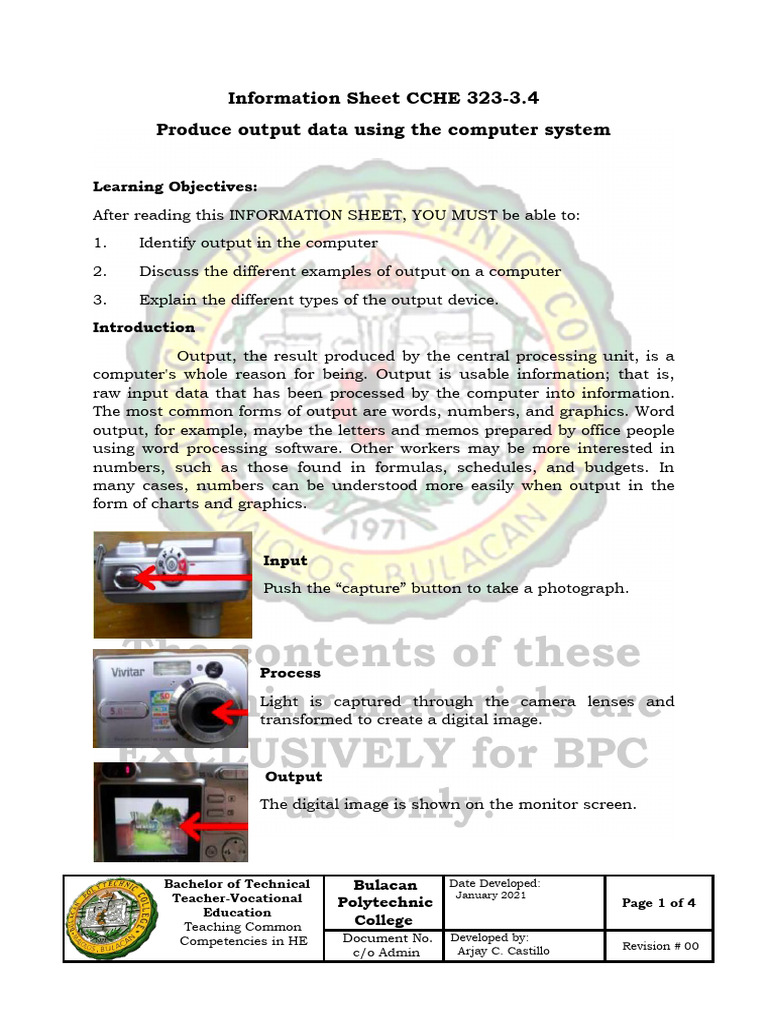 Cche - 323-Info Sheet 3.4 | PDF | Input/Output | Electronics