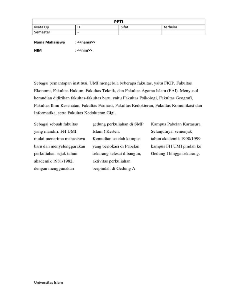 Ujian Praktek Ms Word (Mail Merge) | PDF