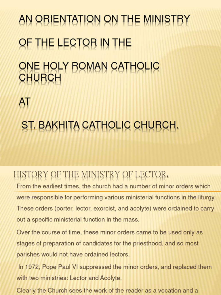 Talk For New Lectors DMP | PDF | Lectionary | Mass (Liturgy)