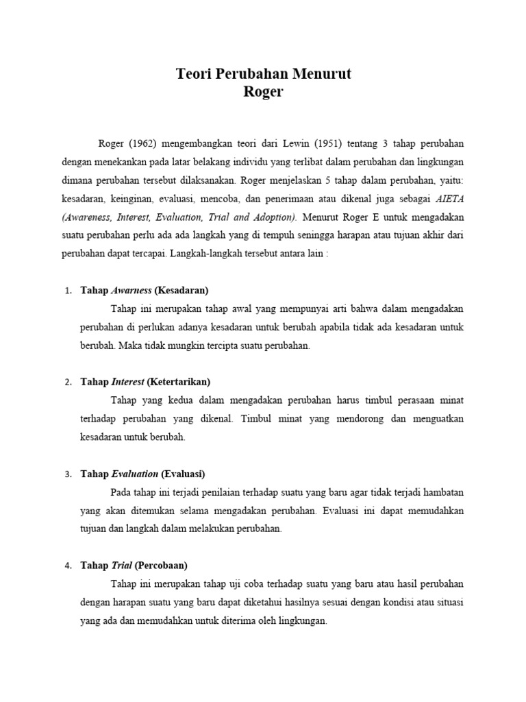 Teori Perubahan Menurut Roger | PDF