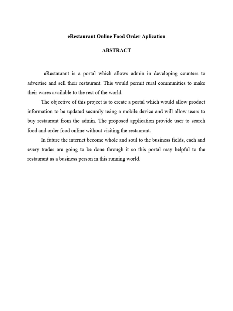 Erestaurant Abstract | PDF | Computers