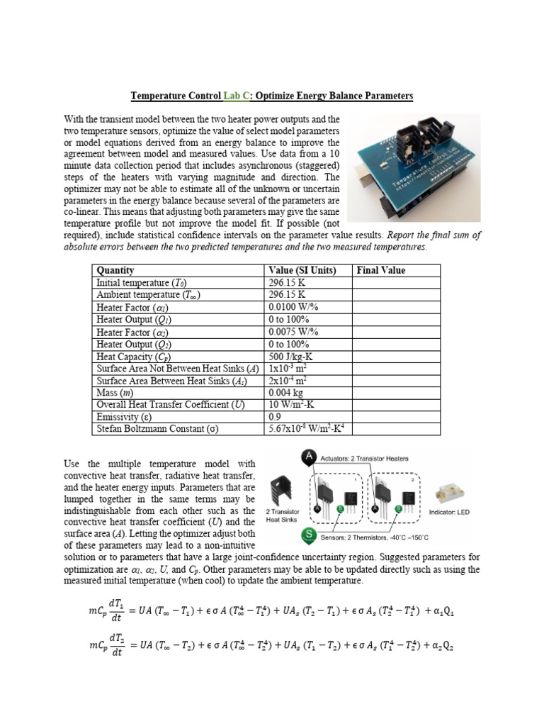 Lab C Parameter Estimation | PDF | Temperature | Heat Transfer