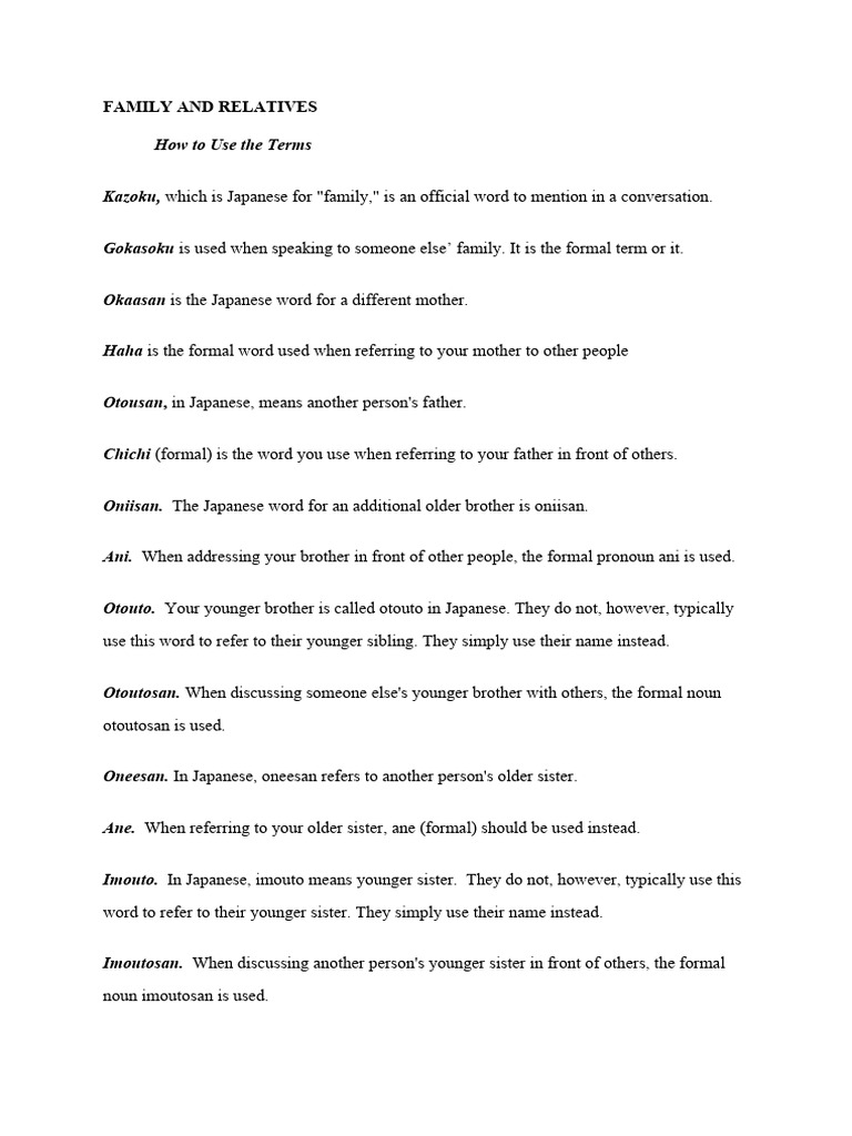 Lesson 5 Families and Relatives 1 | PDF | Japanese Language | Morphology