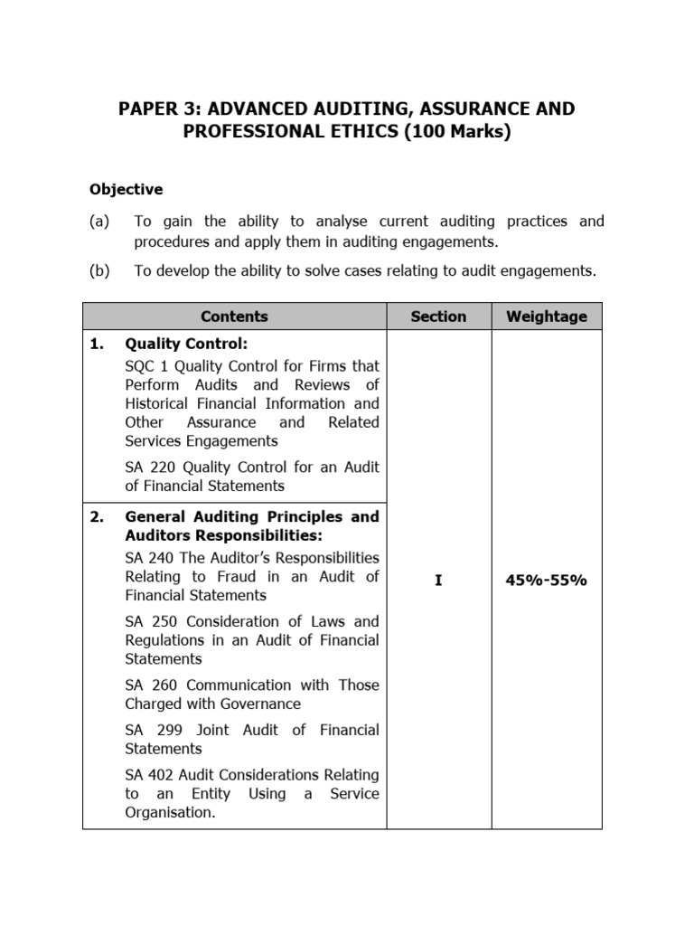 CAF Audit Section Wise Weightage | Download Free PDF | Audit | Internal ...