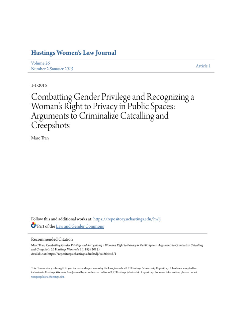 Combatting Gender Privilege and Recognizing A Woman - S Right To PR ...