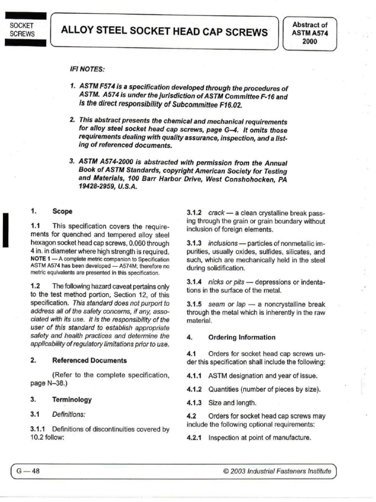 Abstract of ASTM A574 2000 | Download Free PDF | Screw | Steel